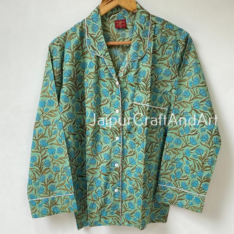 Green Block Print Pj - Etsy