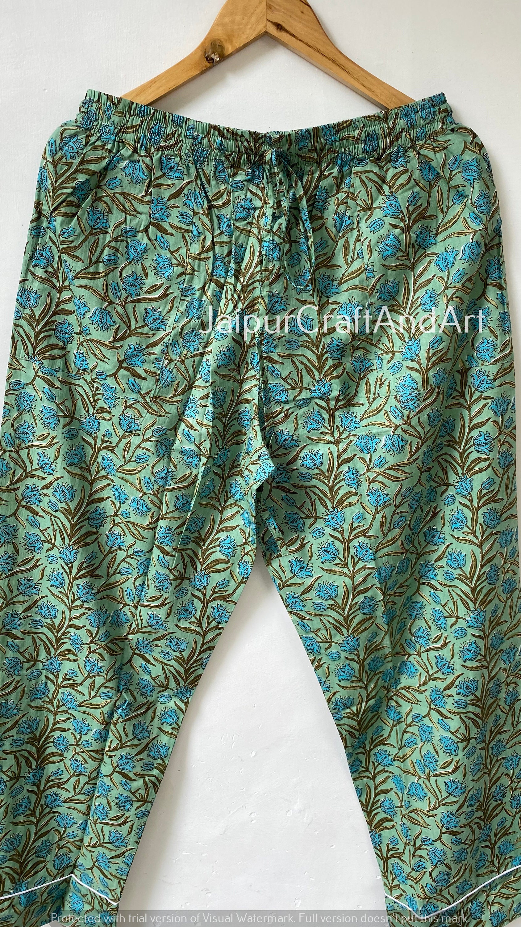 100% Cotton Pajama Set, Hand Block Print Cotton PJ Set, Indian Pyjamas ...
