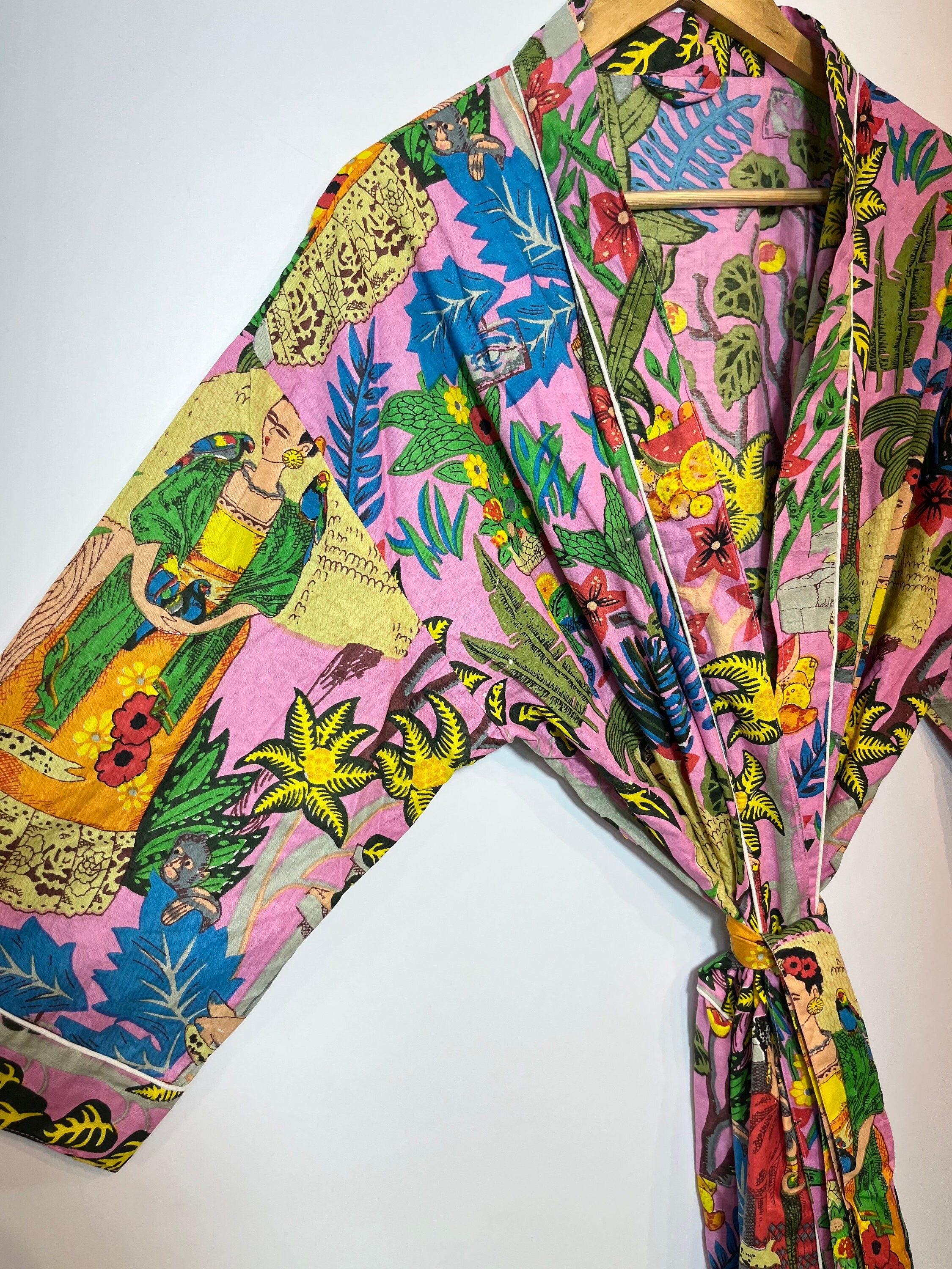 Multi Floral Print Cotton Kimono, Indian Kimono Robes, Bridesmaids ...