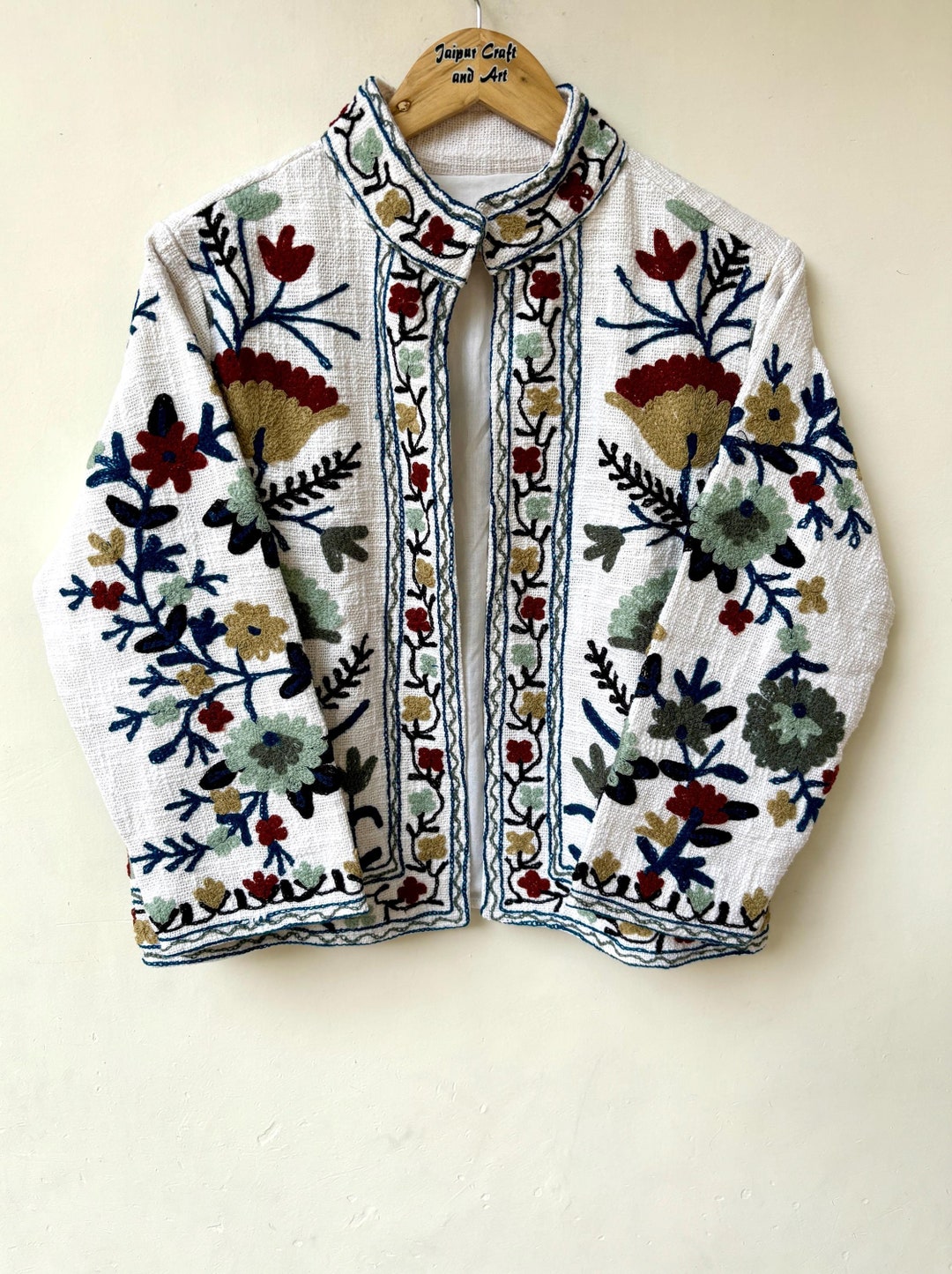 Suzani Embroidery Jacket, Trendy White Jacket, Women Dress, Gifts for ...