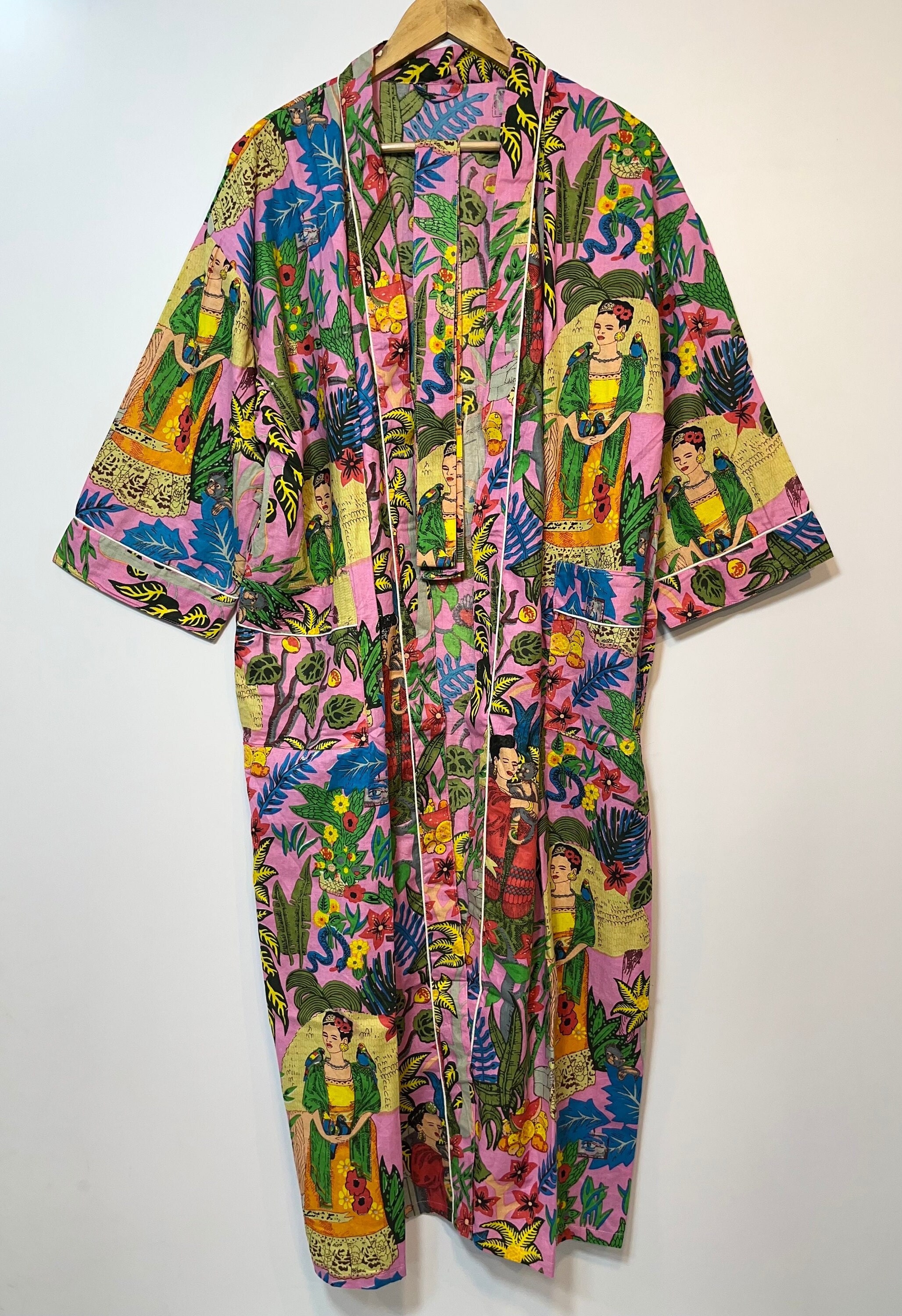 Multi Floral Print Cotton Kimono, Indian Kimono Robes, Bridesmaids ...