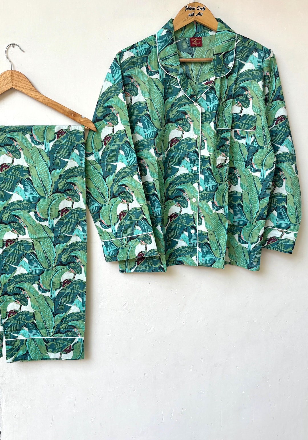 100% Cotton Pajama Set, Hand Block Print Cotton PJ Set, Indian Pyjamas ...