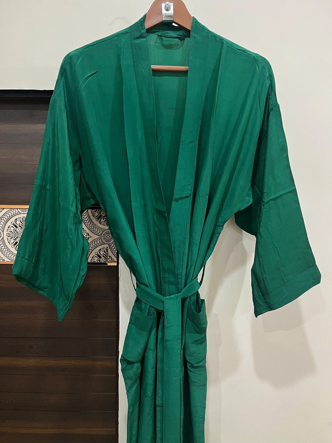 Robe for Women, Crape Silk Kimono Robes, Indian Vintage Kimono, Unisex ...