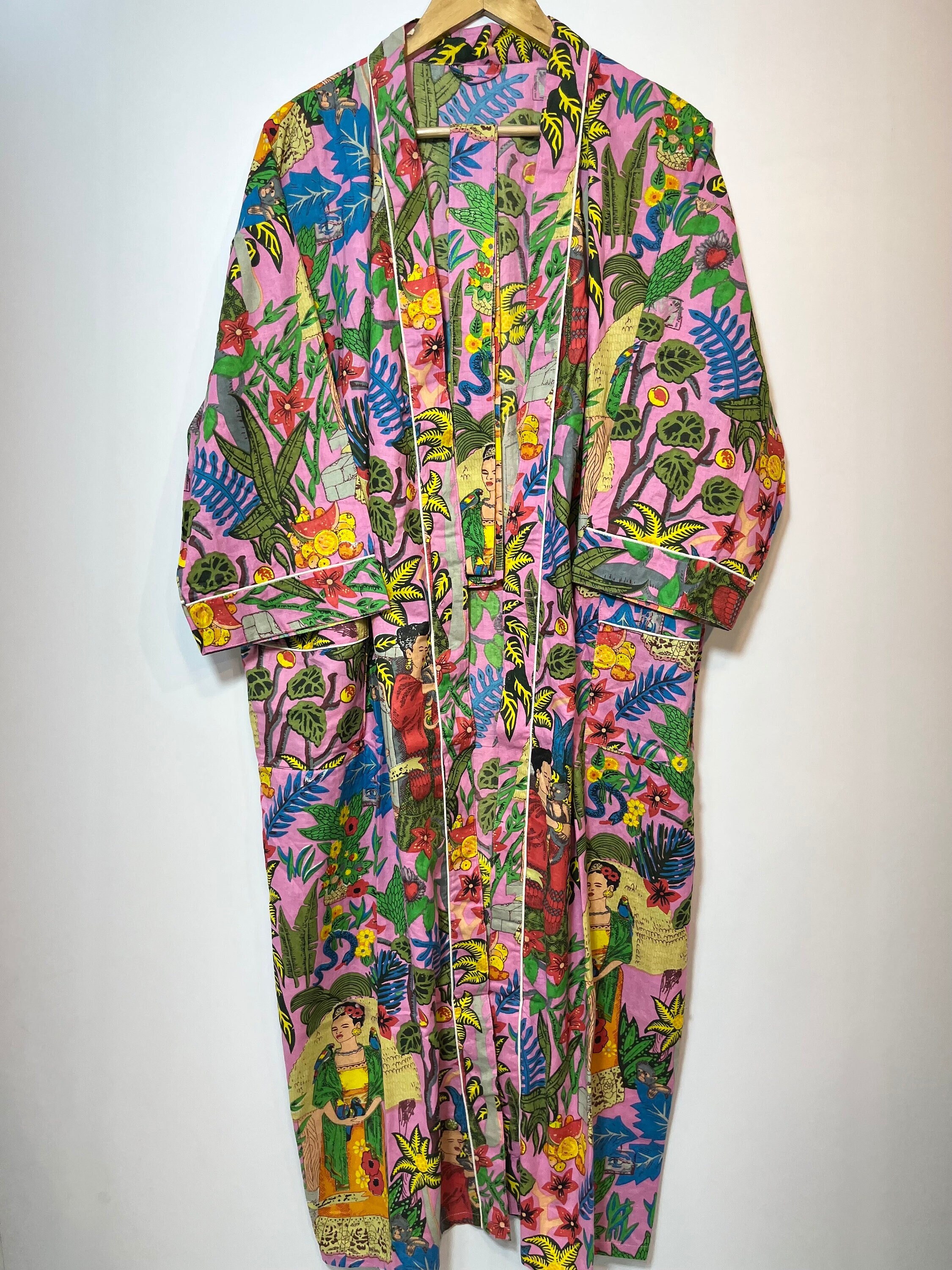 Multi Floral Print Cotton Kimono, Indian Kimono Robes, Bridesmaids ...