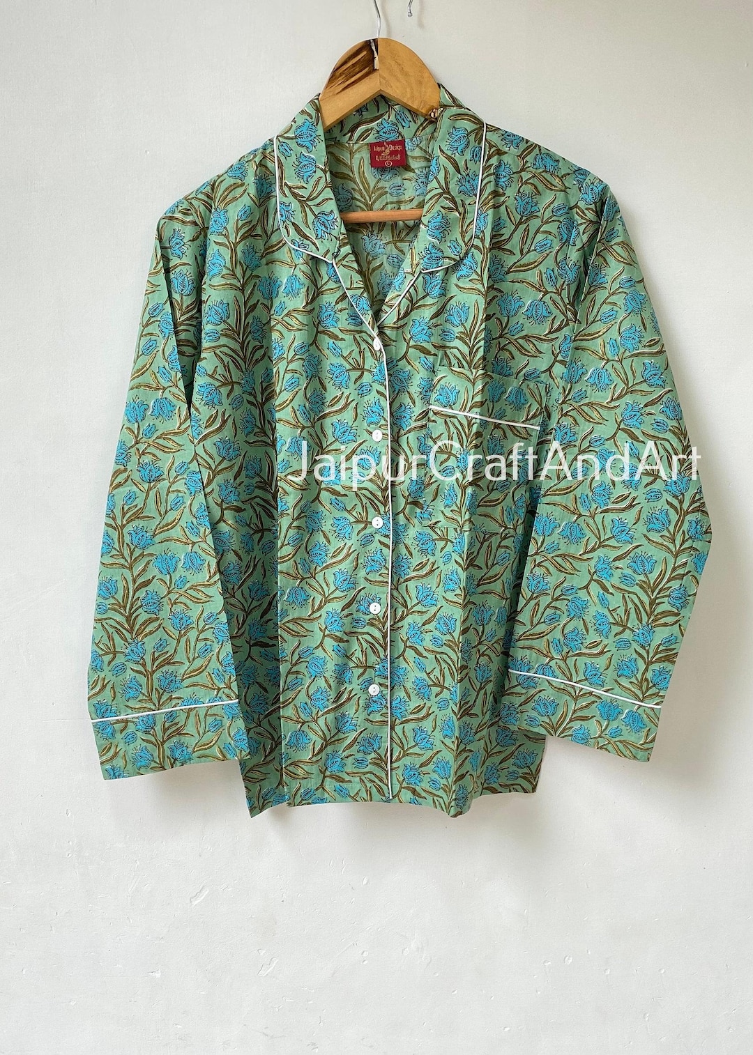 100% Cotton Pajama Set, Hand Block Print Cotton PJ Set, Indian Pyjamas ...