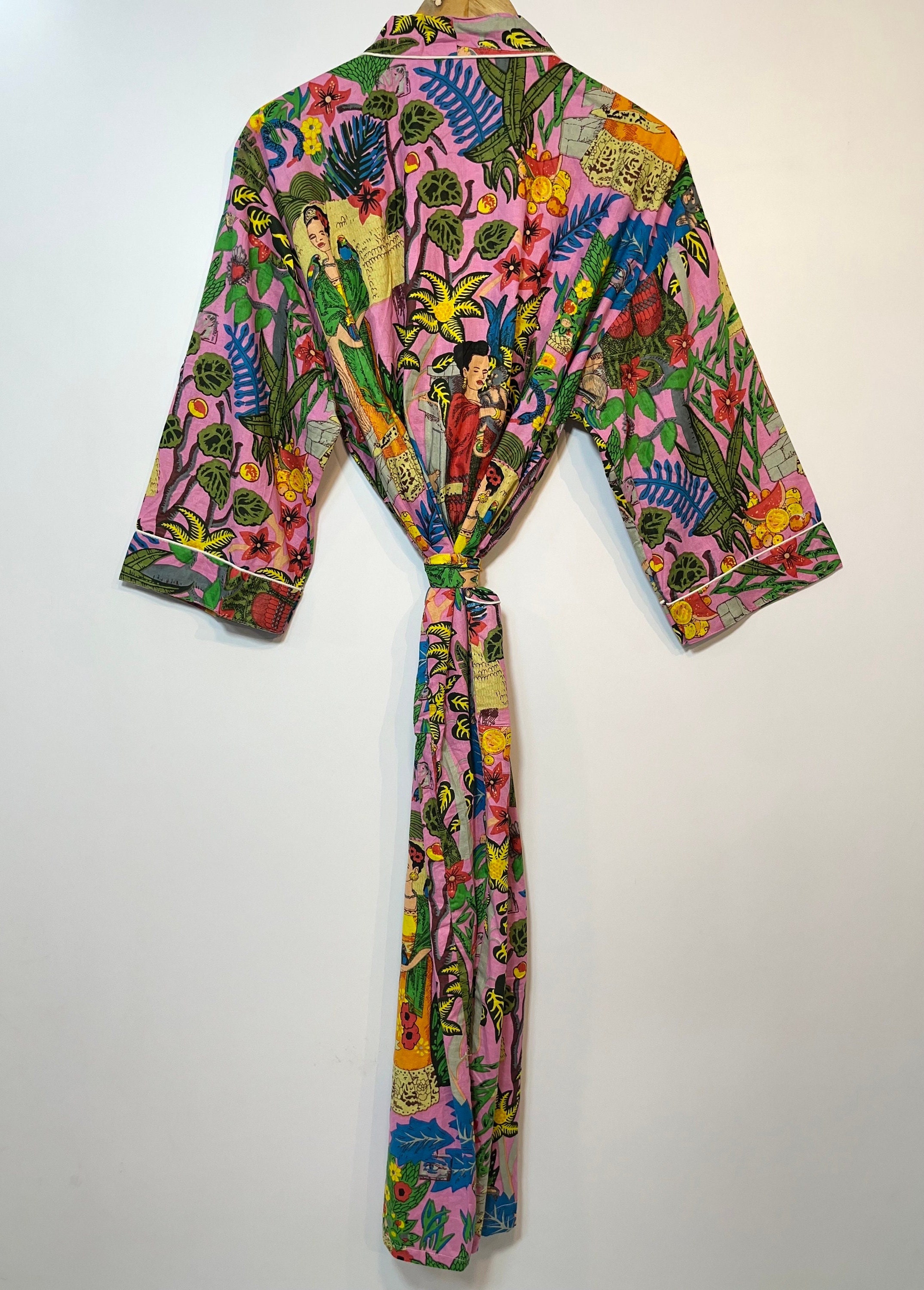 Multi Floral Print Cotton Kimono, Indian Kimono Robes, Bridesmaids ...