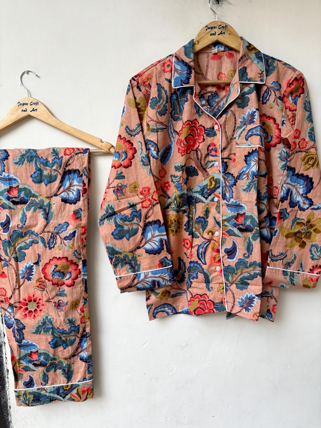 Floral Print Pajama Sets, Indian Cotton Pyjamas Set, Nightwear Pajama ...