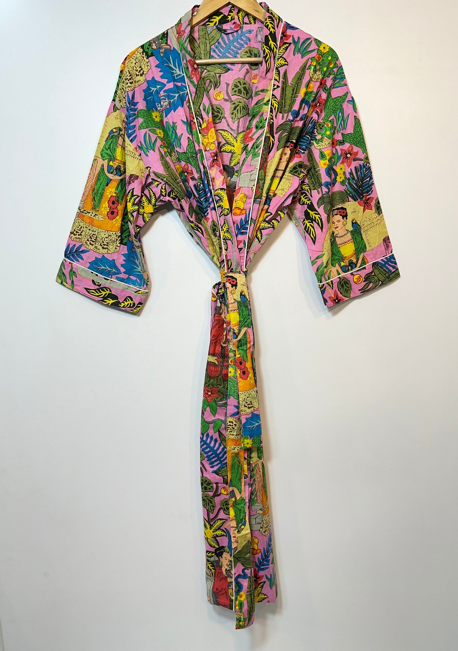 Multi Floral Print Cotton Kimono, Indian Kimono Robes, Bridesmaids ...