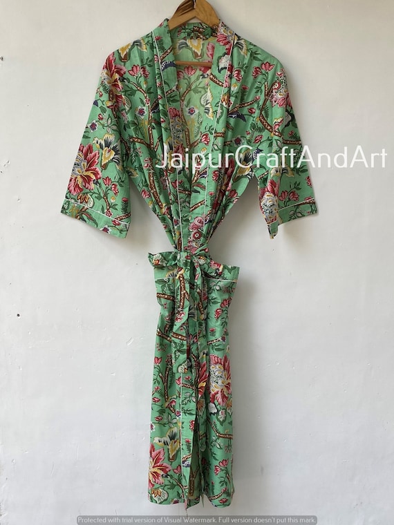 Indian Kimono Pure Cotton Floral Robe Cotton Kimono Robe - Etsy