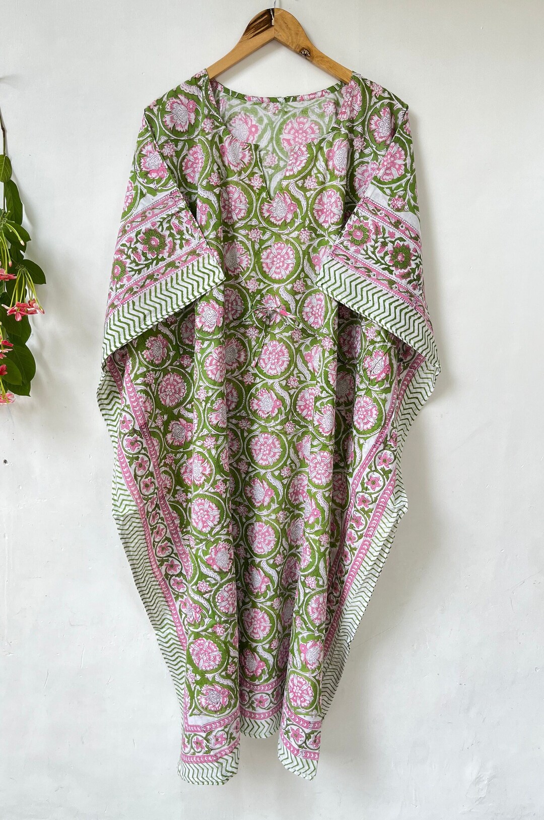 Cotton Kaftan Indian Floral Kaftan Long Caftan Hand Block Print Kaftan ...