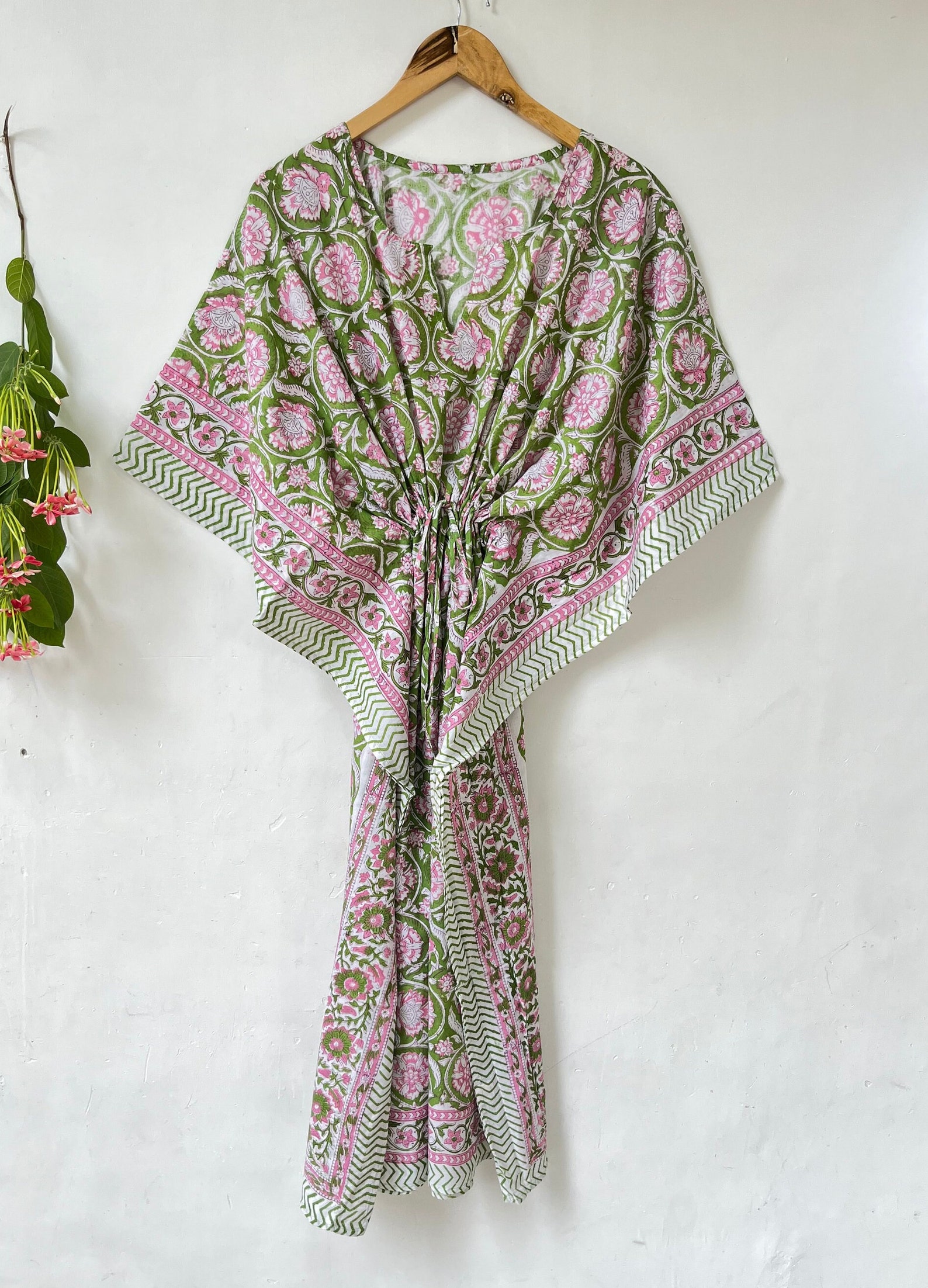 Cotton Kaftan Indian Floral Kaftan Long Caftan Hand Block Print Kaftan ...