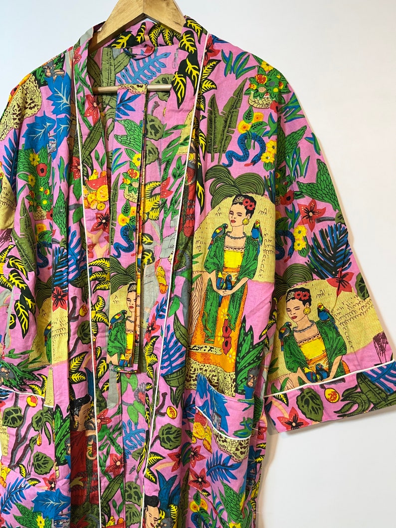 Multi Floral Print Cotton Kimono, Indian Kimono Robes, Bridesmaids ...