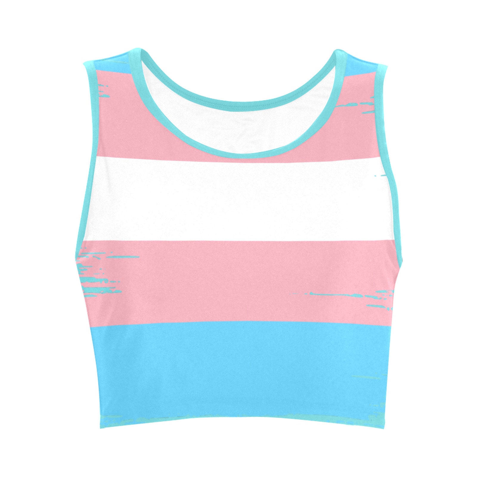 Transgender Pride Flag Crop Top LGBTQ+ Cropped Tshirt, Distressed Brush ...