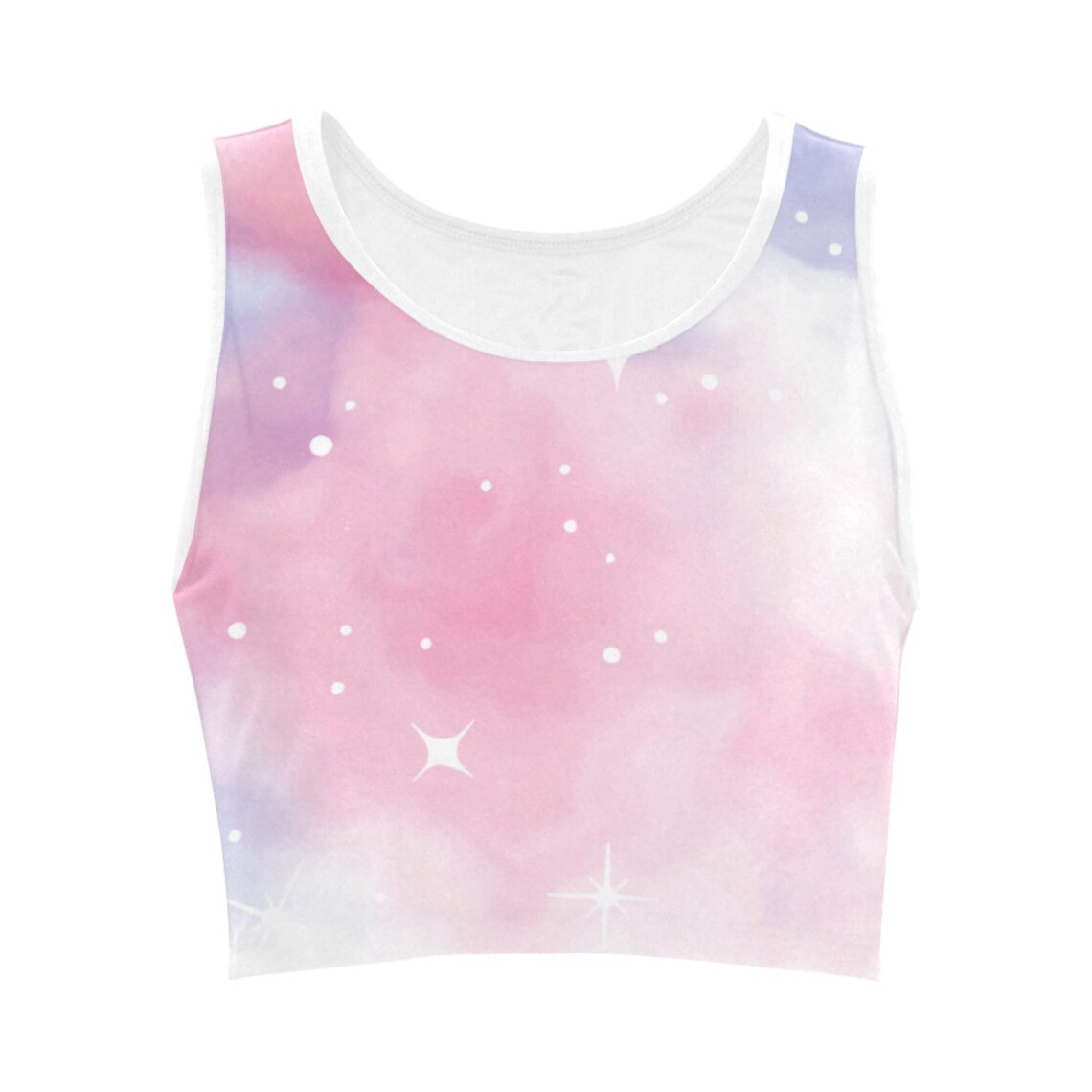 Galaxy Crop Top Women Pastel Goth Cropped Shirt Purple Pink Watercolor ...