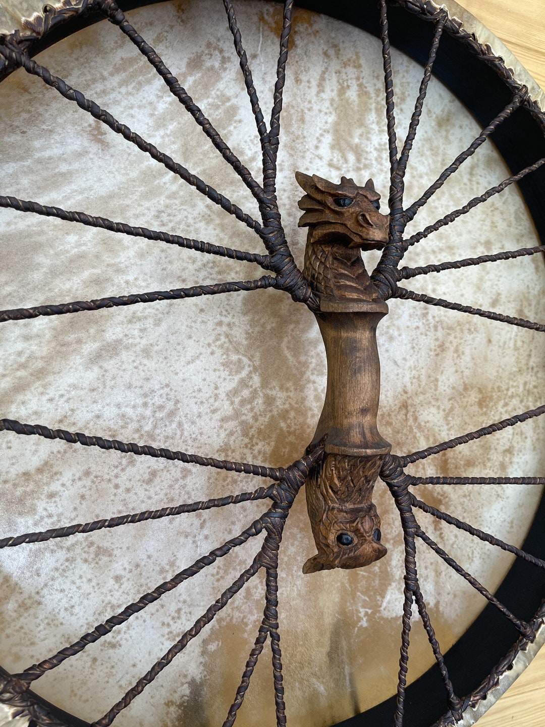 Shaman Dragon and Owl, Frame Round Hand Drum, Spirit Shamanic Drums ...