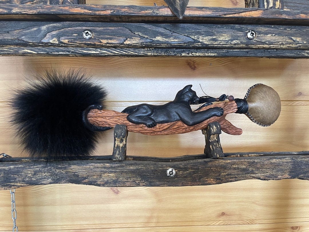 Shaman Rattle and Beater Black Panther, Shamanic Rattle, Shamanic Altar ...