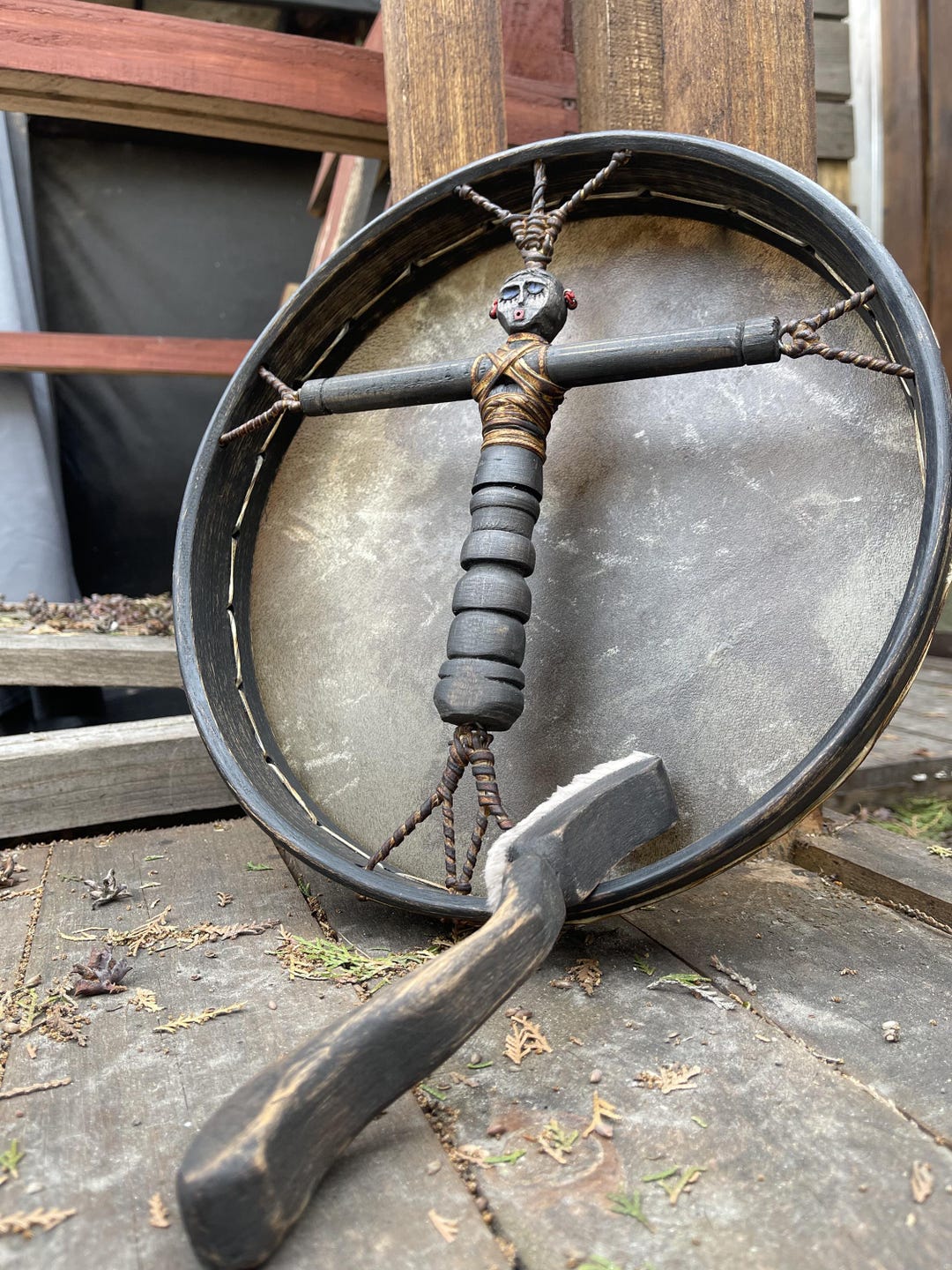 Handmade Shamanic Goat Skin Drum: Slavic Ritual Tool, 12 Inch - Etsy