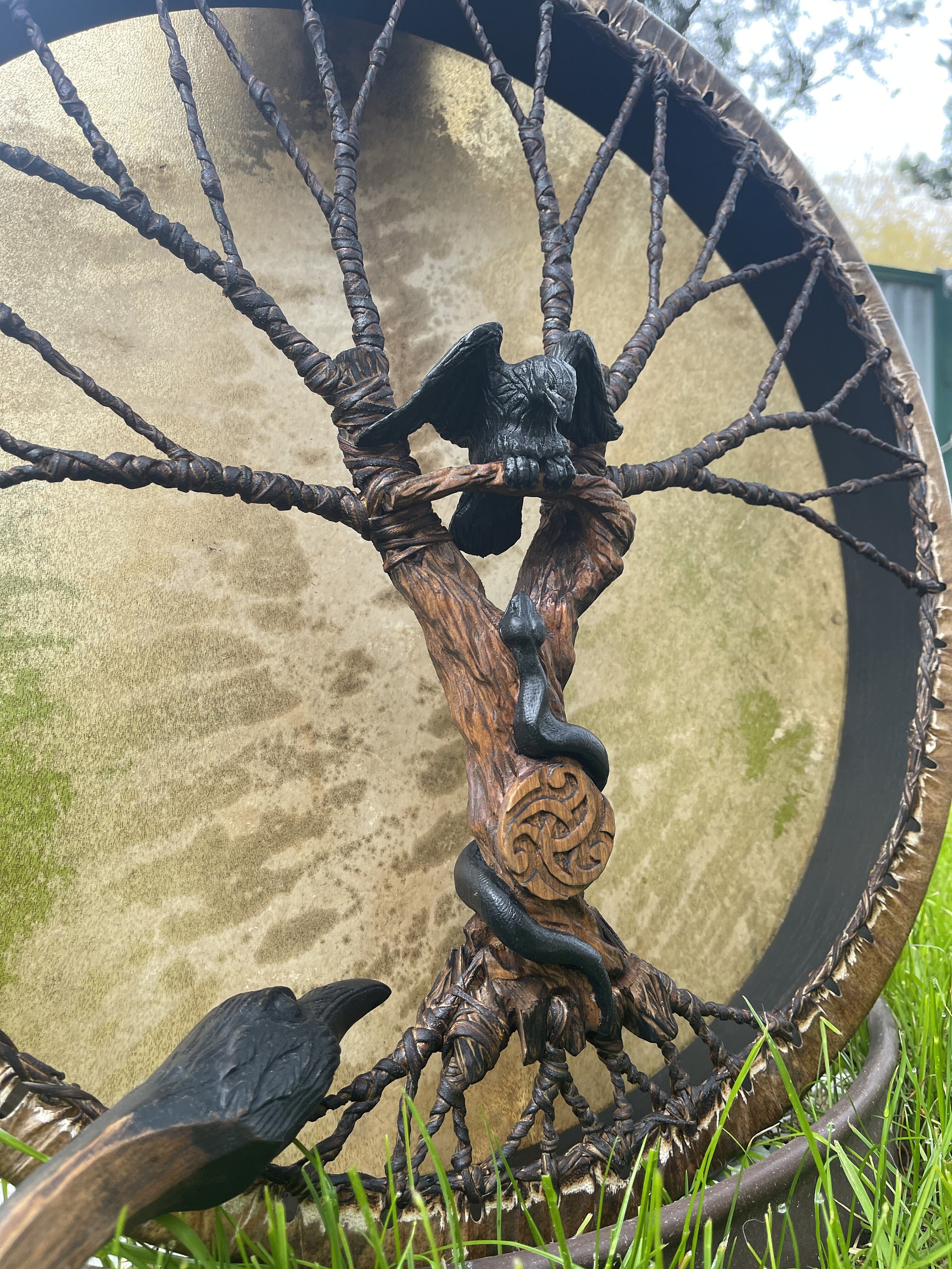 Shaman Drum Raven and Snake, Hand Percussion Drum, Soul Music Ritual ...