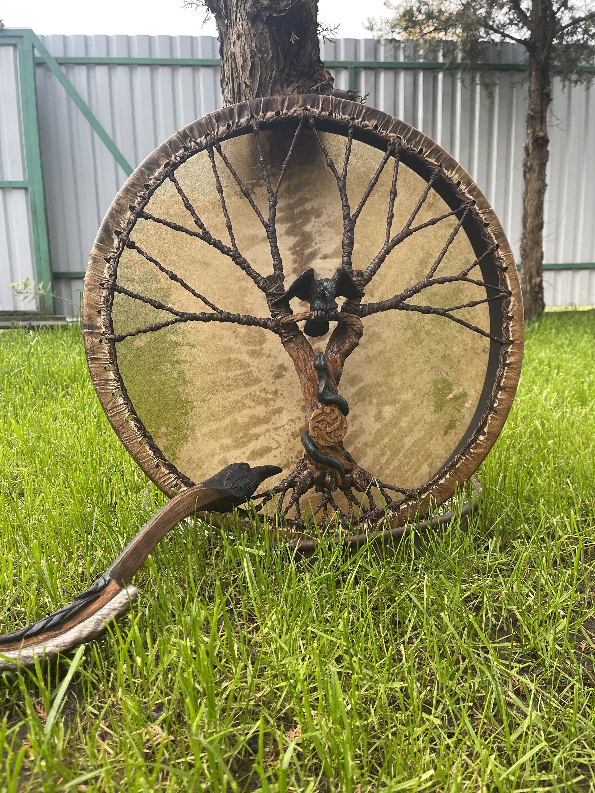 Shaman Drum Raven and Snake, Hand Percussion Drum, Soul Music Ritual ...