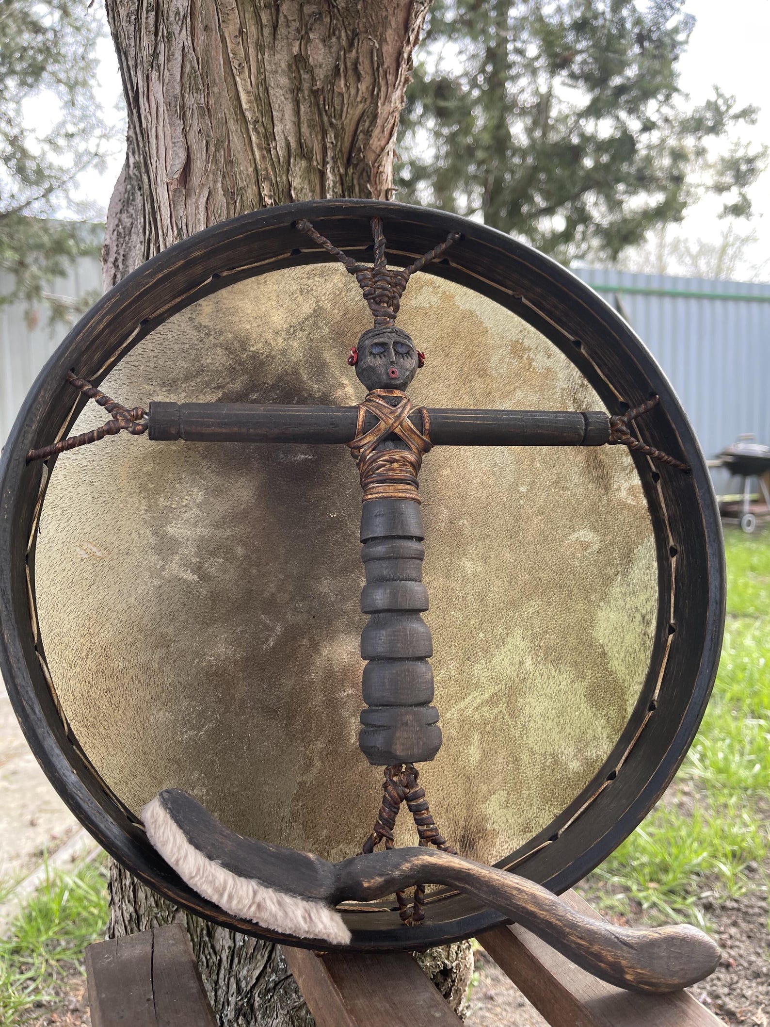 Handmade Shamanic Goat Skin Drum: Slavic Ritual Tool, 12 Inch - Etsy