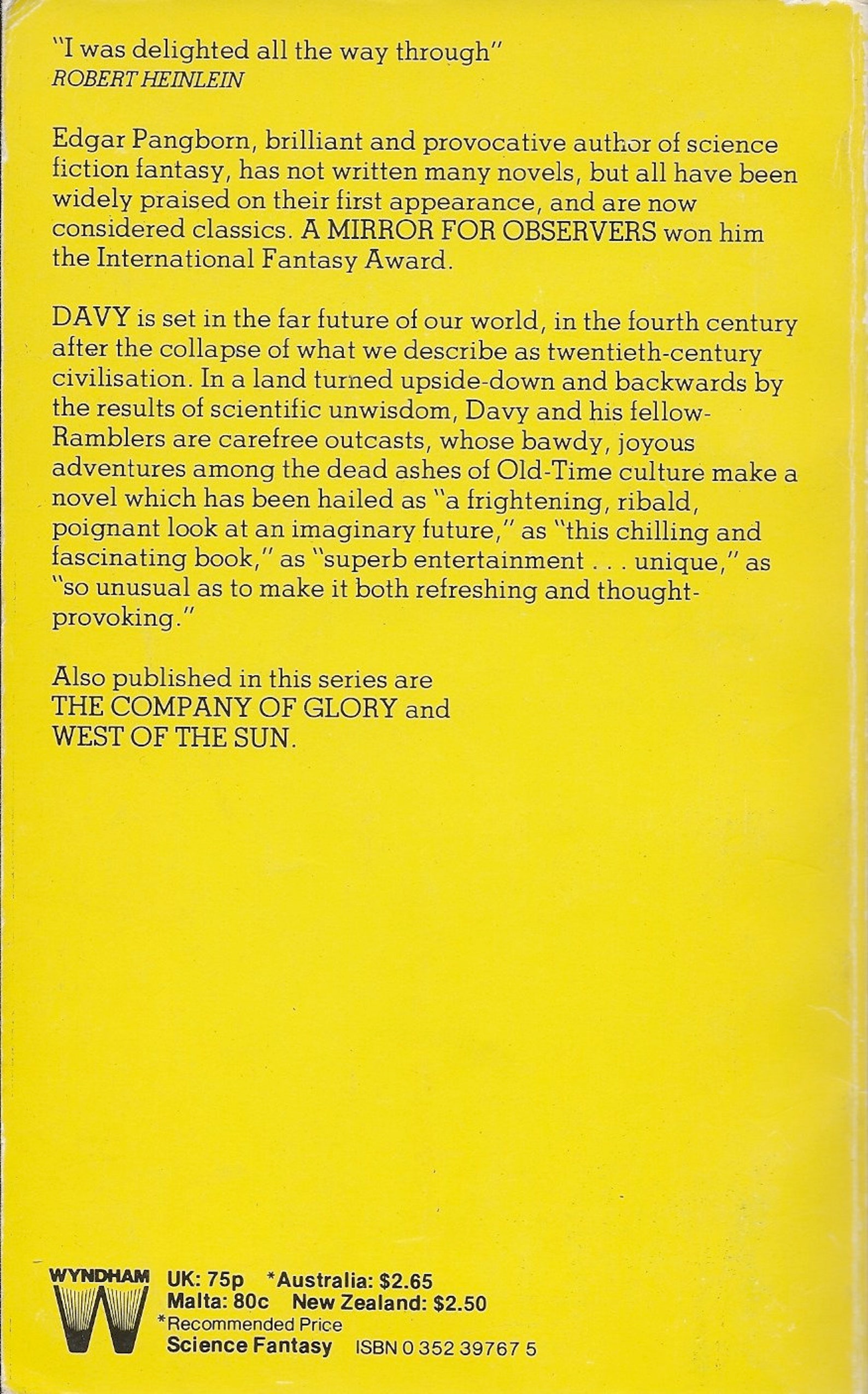 The Science Fiction of Edgar Pangborn: Davy the Company of - Etsy