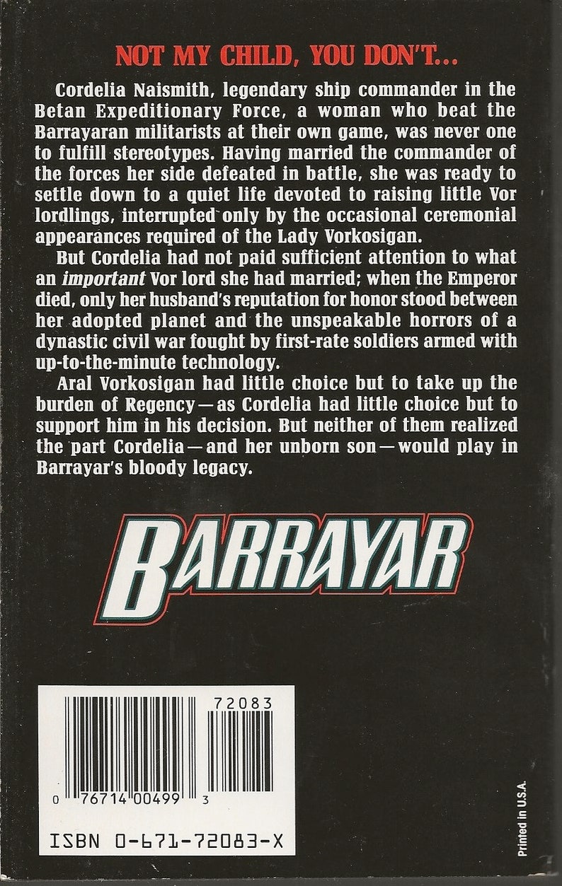 Barrayar, by Lois Mcmaster Bujold (first Edition) - Etsy