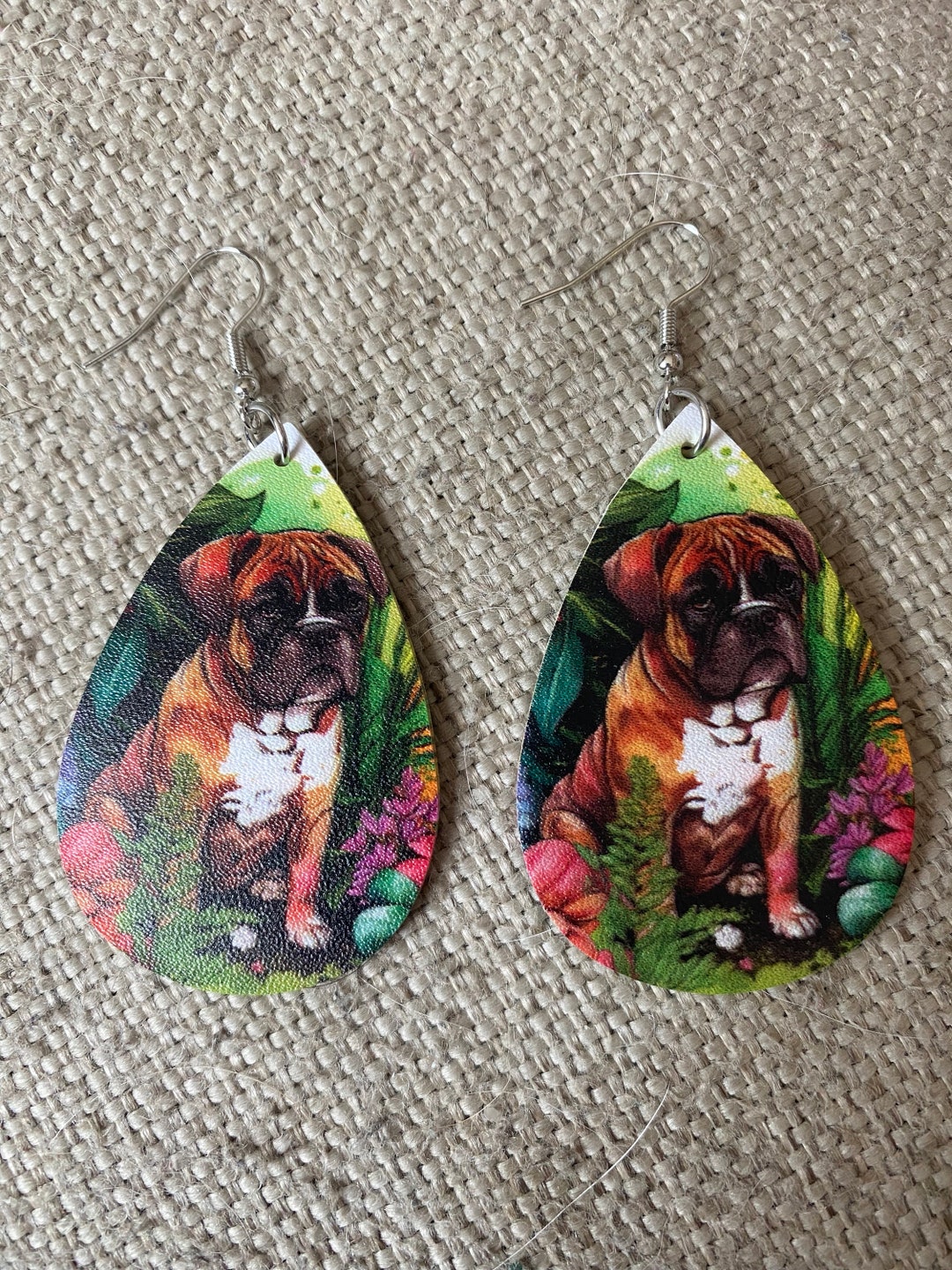 Faux Leather Earrings, Paw Print Earrings, Dangly Earrings, Animals ...