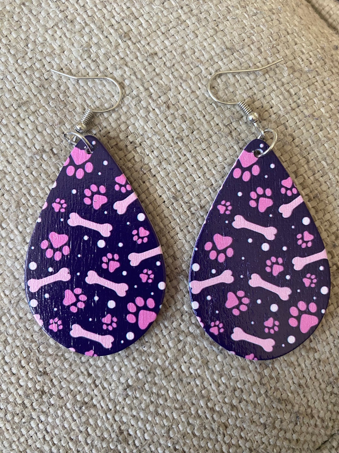 Teardrop Earrings, Paw Print Earrings, Dangly Earrings, Paws, Dogs ...