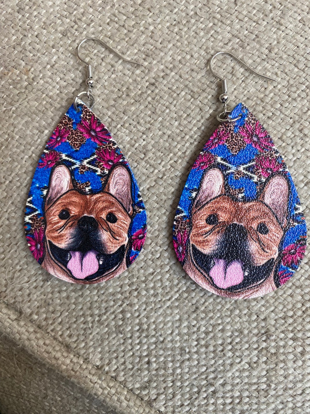 Faux Leather Earrings, Paw Print Earrings, Dangly Earrings, Animals ...