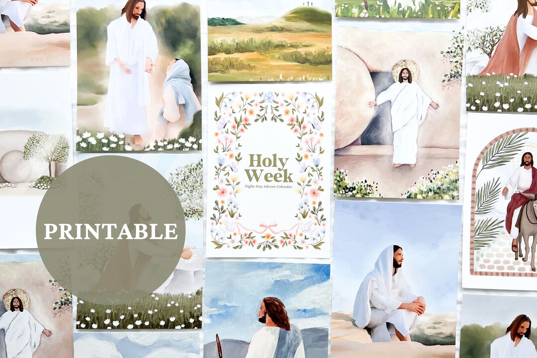 Easter Advent Calendar Holy Week PRINTABLE // Easter Countdown LDS Art ...