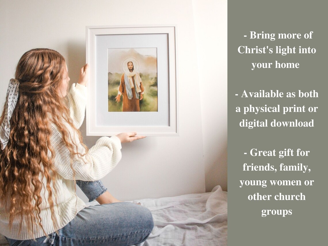 Open Arms Christ Illustration Print // LDS Art Portrait of - Etsy