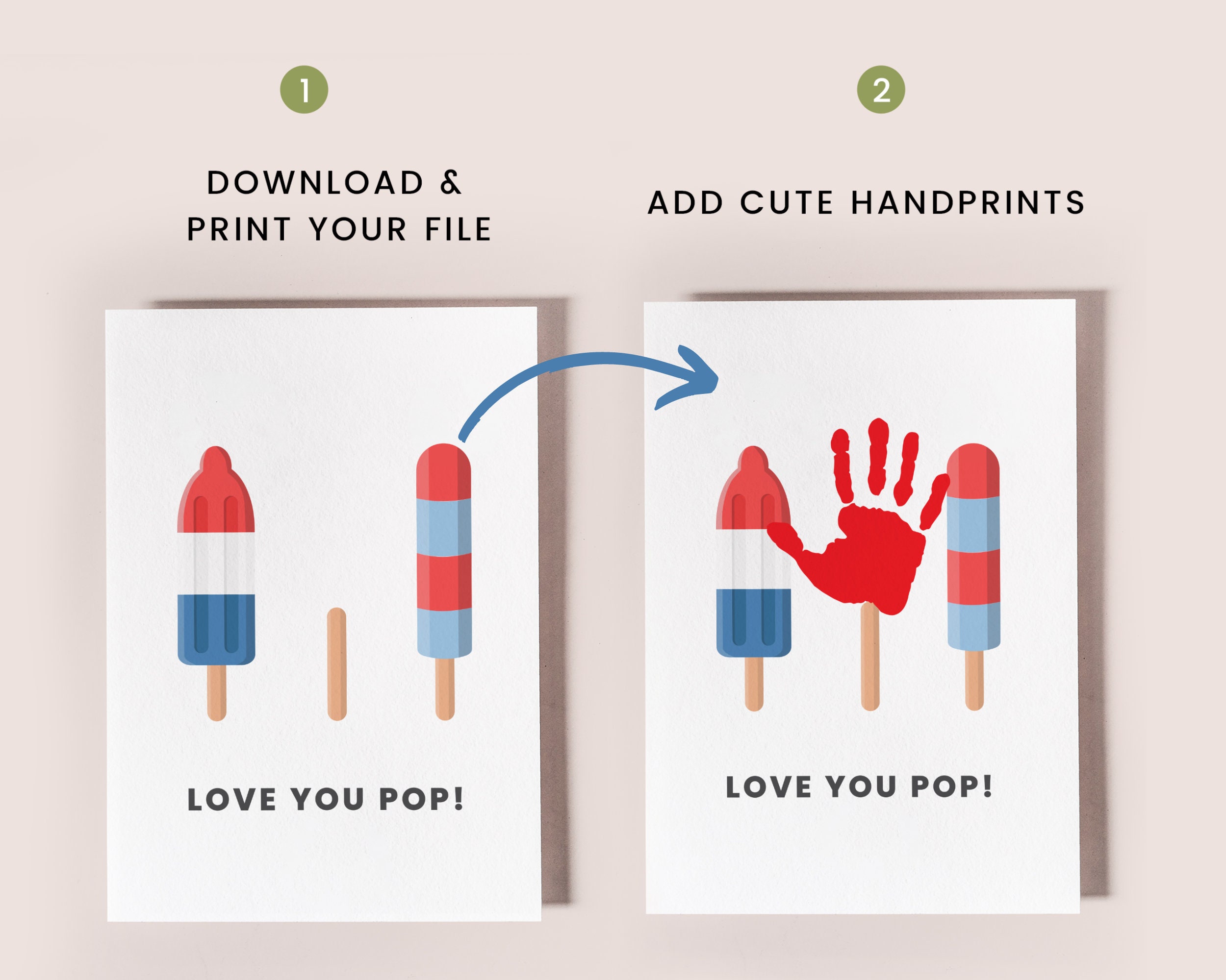 Father's Handprint Print, Pop, Poppa, for Grandpa Handprint Print ...