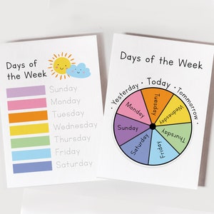 Montessori Days of the Week Wheel & Tracing Worksheet, Homeschool ...