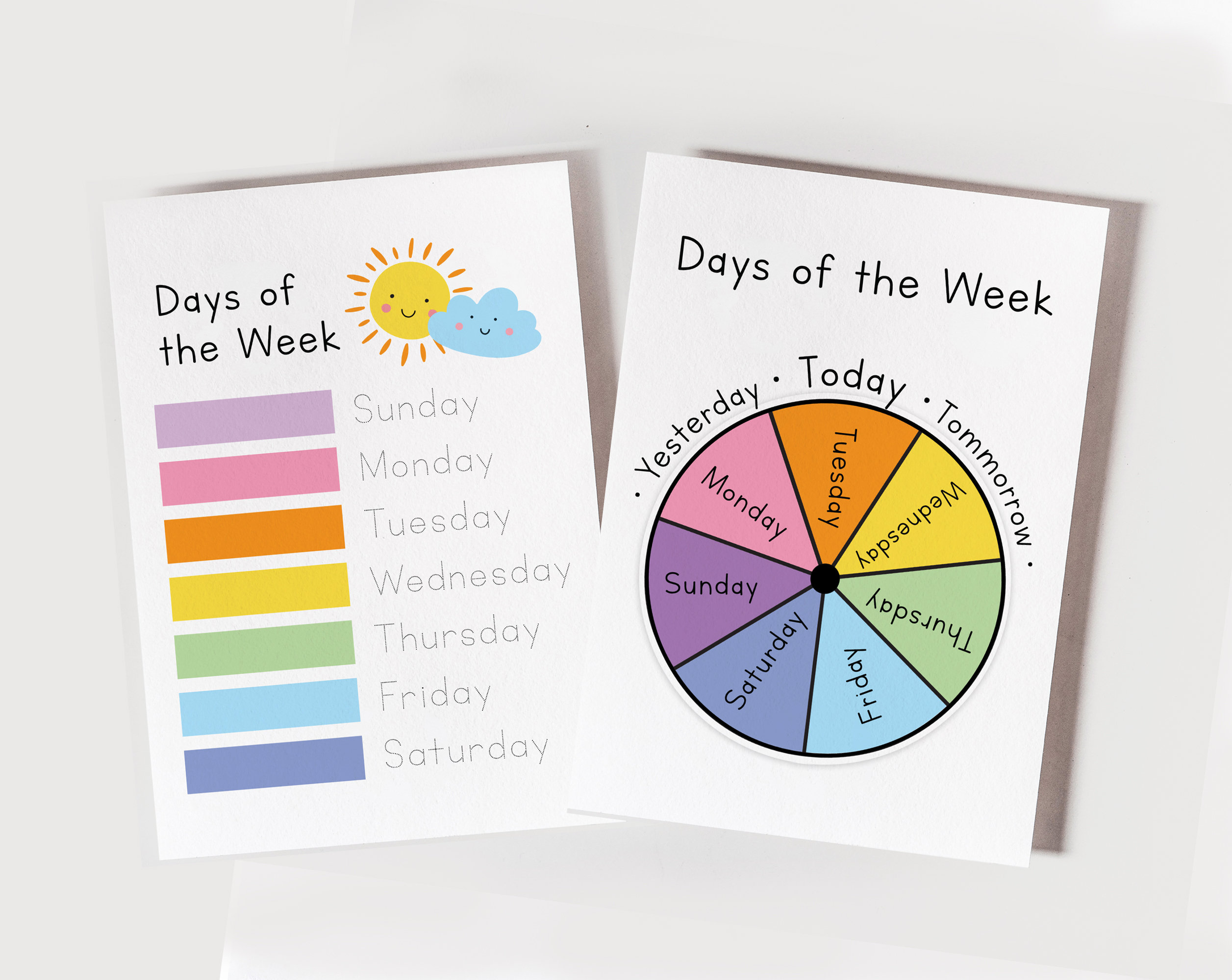 Montessori Days of the Week Wheel & Tracing Worksheet, Homeschool ...