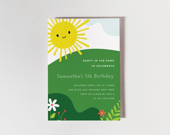 Outdoor Birthday Invitation Park Invitation Sun Editable | Etsy