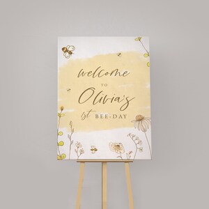 Bee Theme Welcome Sign - First Bee Day, Bumble Bee Theme, First ...