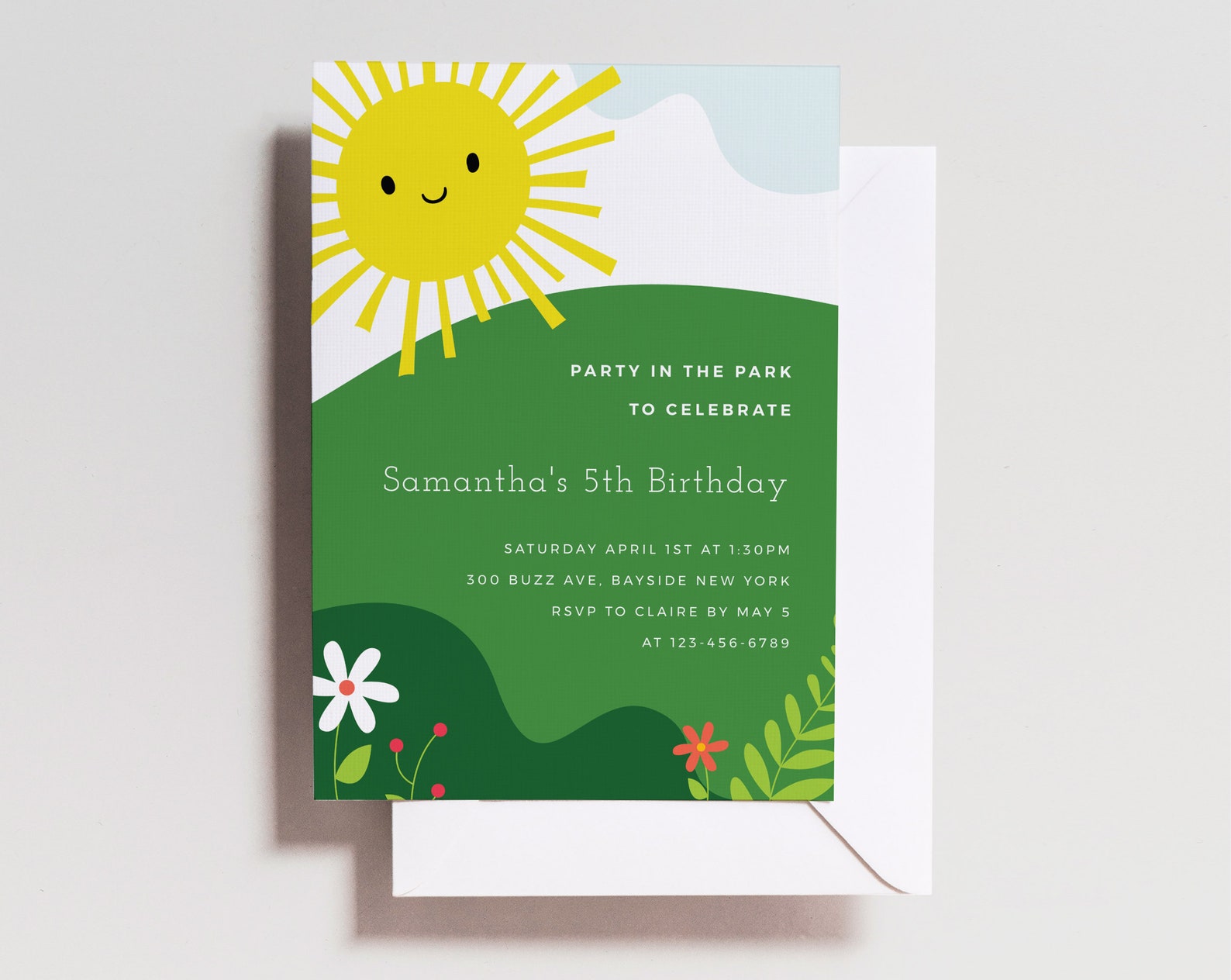 Outdoor Birthday Invitation, Park Invitation, Sun, Editable, Digital ...
