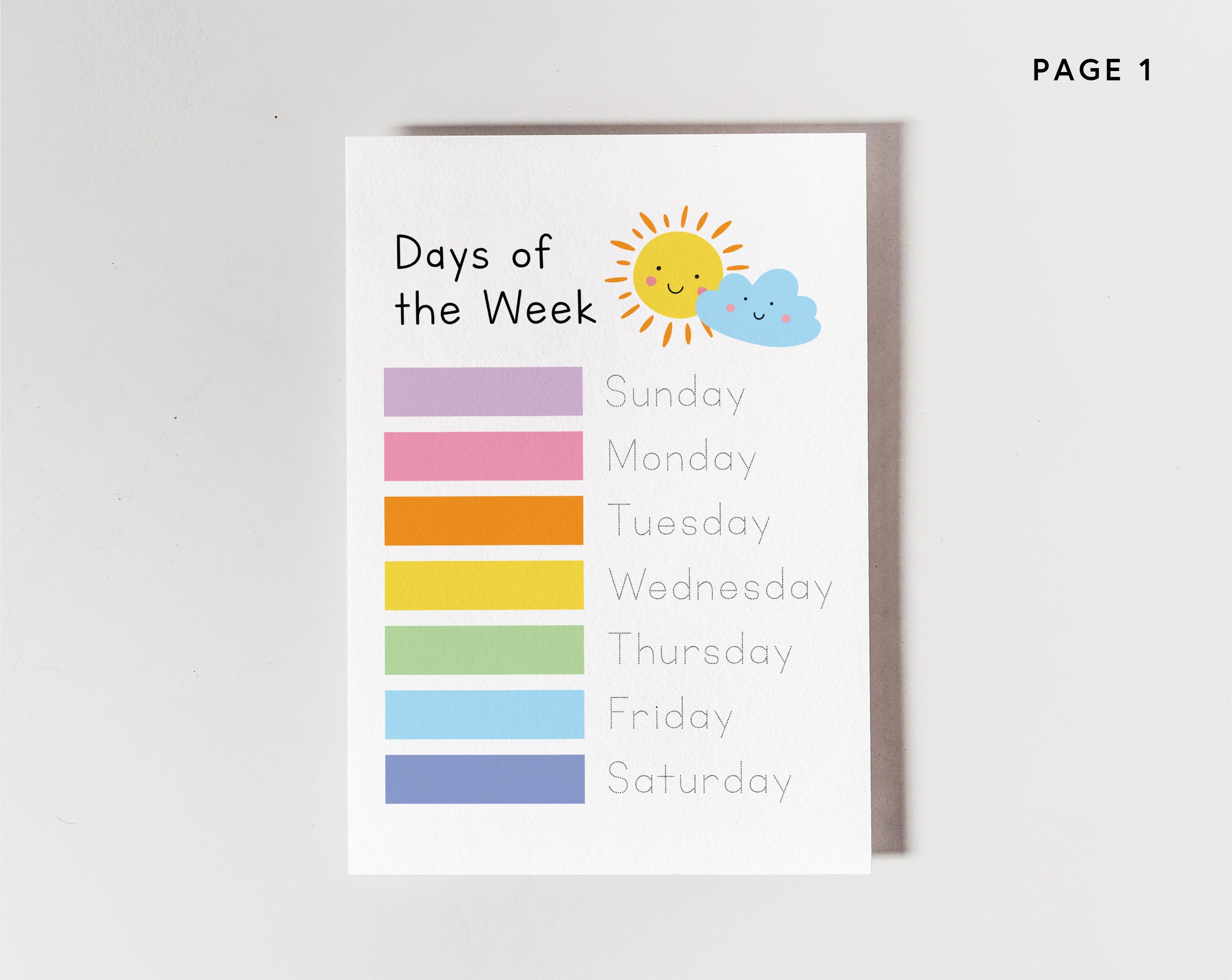 Montessori Days of the Week Wheel & Tracing Worksheet, Homeschool ...