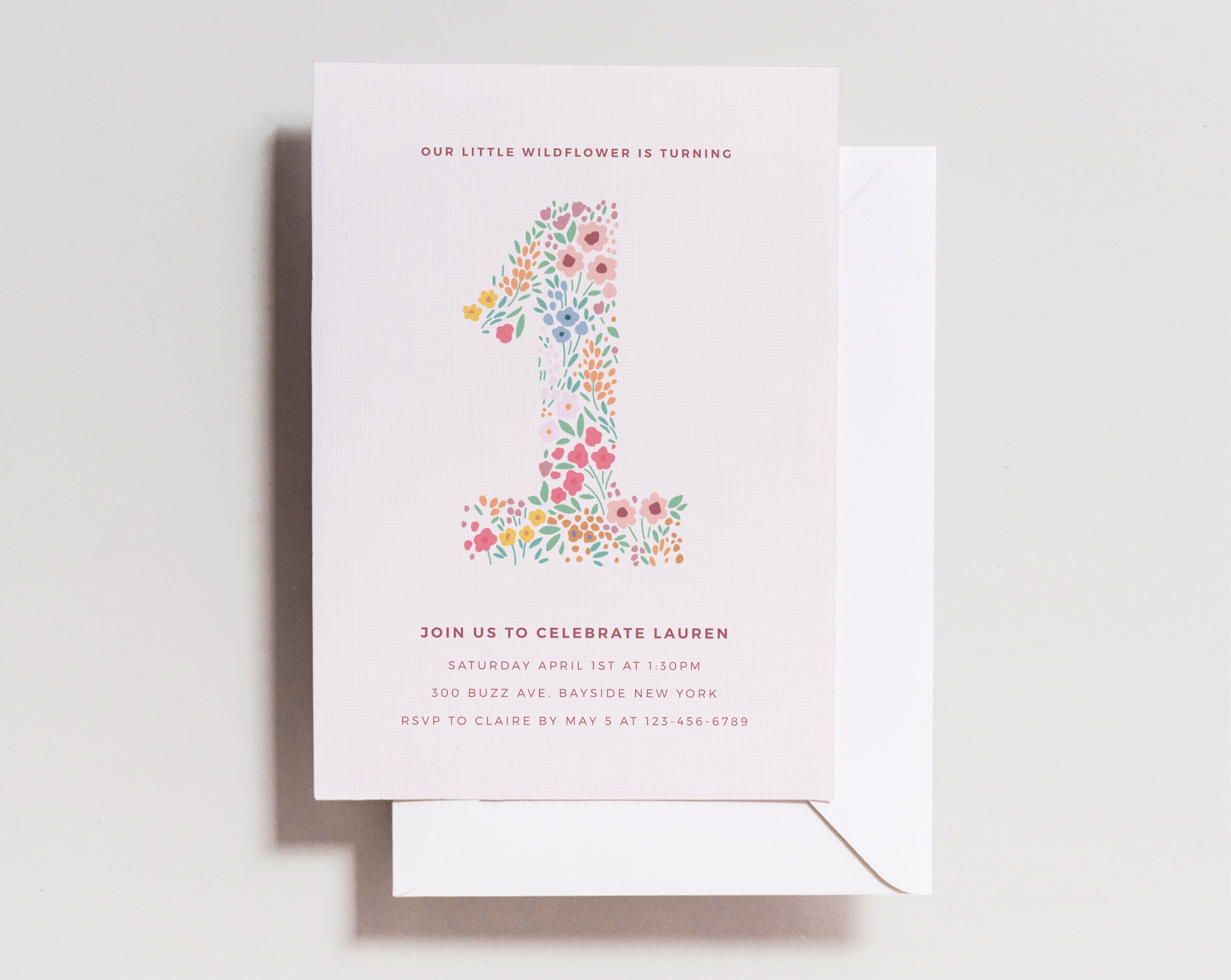 First Birthday Invitation, Floral Theme, One, First Birthday, Editable ...