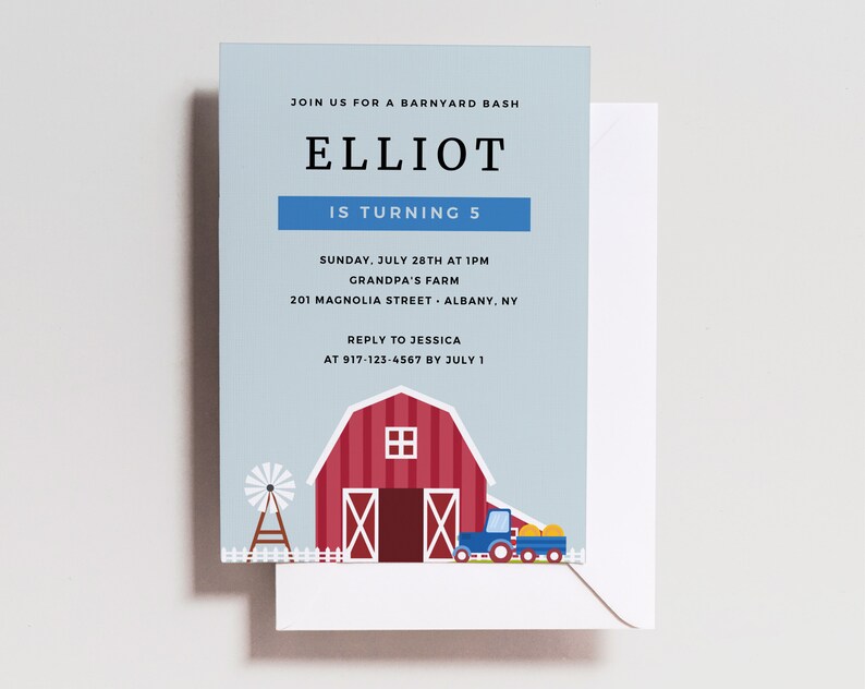 Barn Birthday Invitation, Farmer Invitation, Animals, Editable, Digital ...