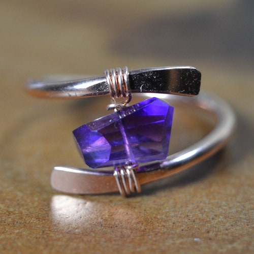 Raw Amethyst Ring Raw Crystal Ring Wire Ring Gemstone - Etsy