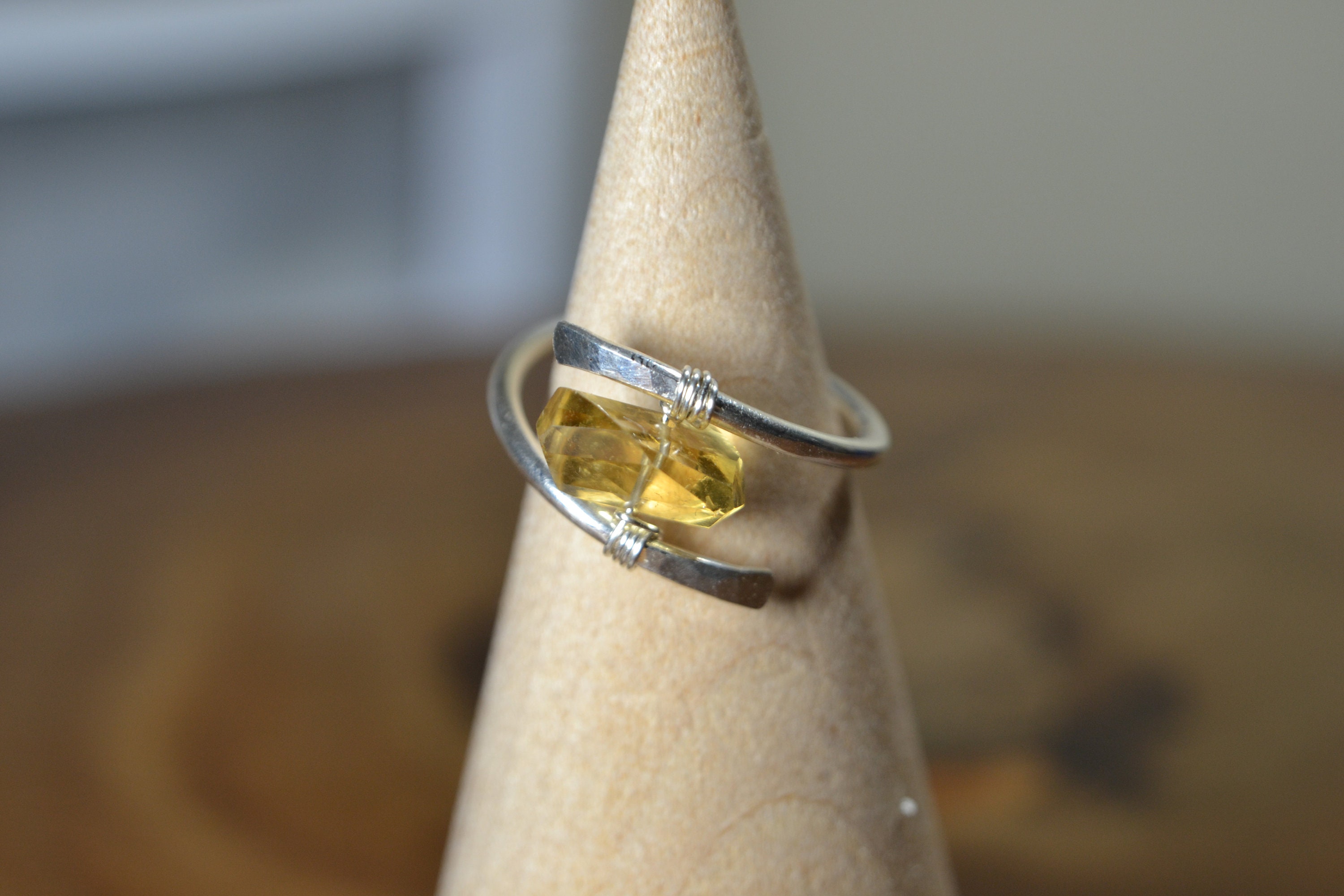 Raw Citrine Ring in Sterling Silver, 14k Gold // Wire Wrapped Gemstone ...