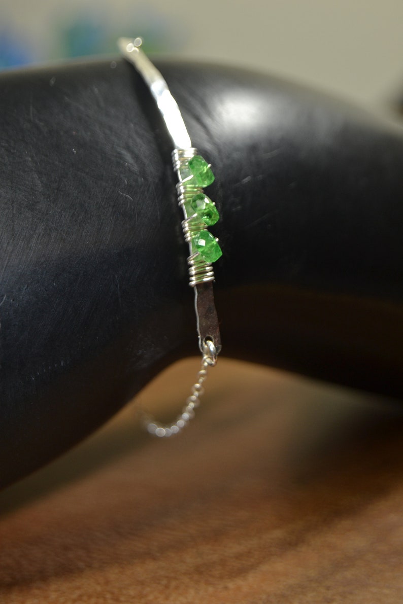 Modern Tsavorite Garnet Bead Bracelet in Sterling Silver, 14k Gold Fill ...