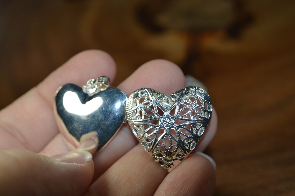 Heart Locket in Sterling Silver // Open Work Intricate Locket - Etsy