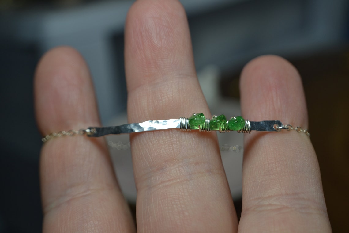 Modern Tsavorite Garnet Bead Bracelet in Sterling Silver, 14k Gold Fill ...