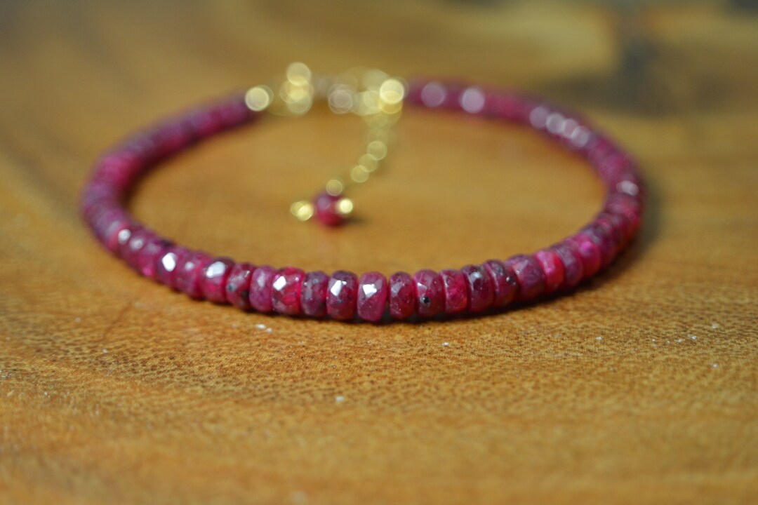 Raw Red Ruby Bracelet in 14k Gold // July Birthstone // 15th, 40th ...