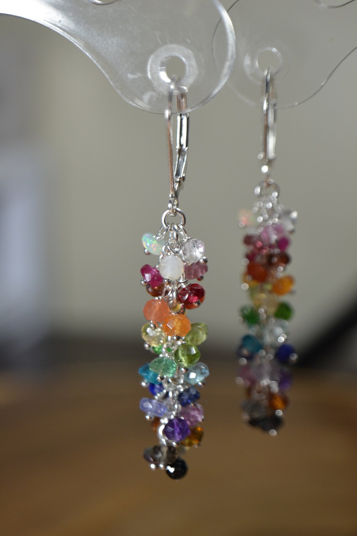 Rainbow Earrings in Sterling Silver, 14k Gold Fill // Rainbow Gemstone ...