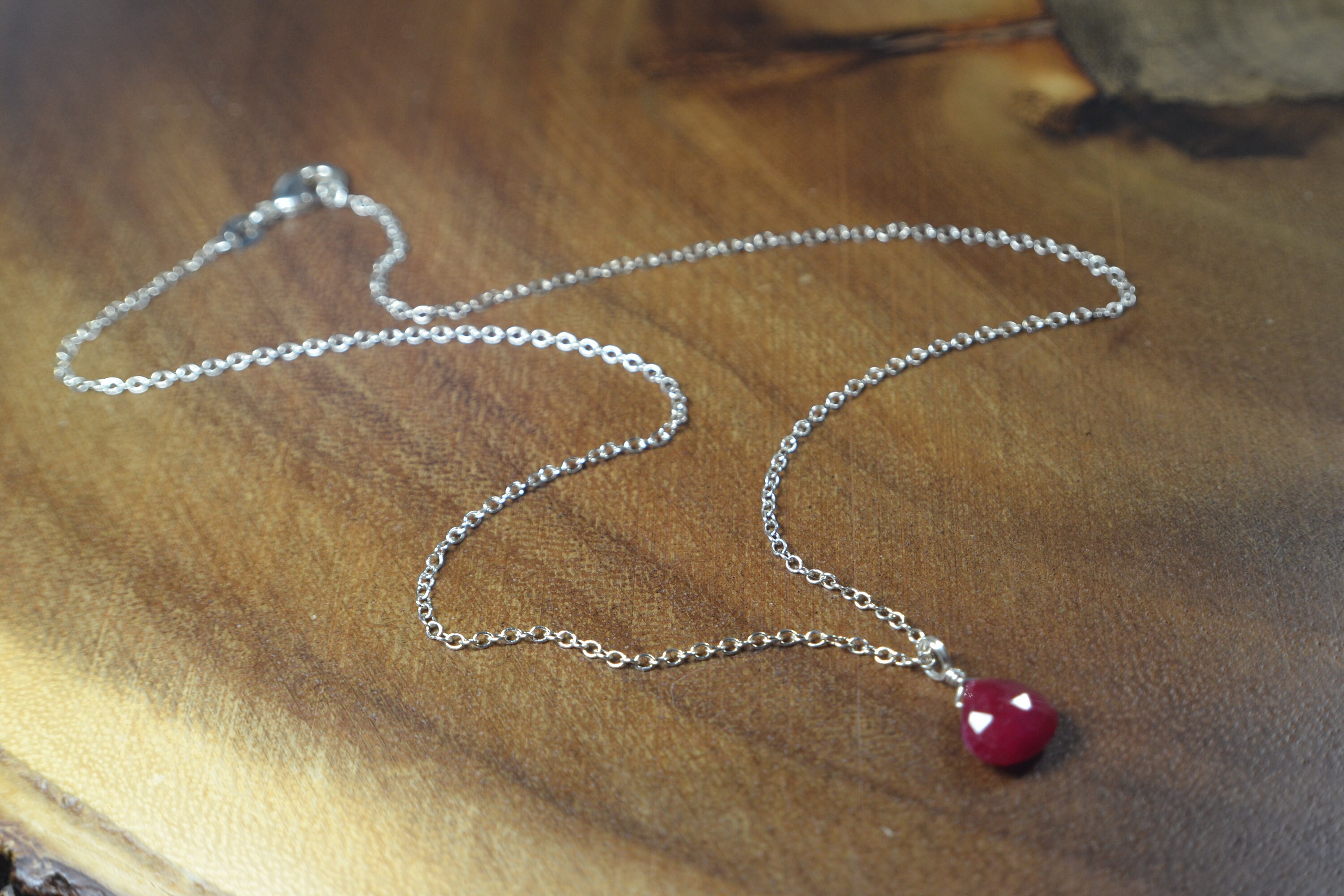 Genuine Ruby Necklace in Sterling Silver 14k Gold Fill // | Etsy