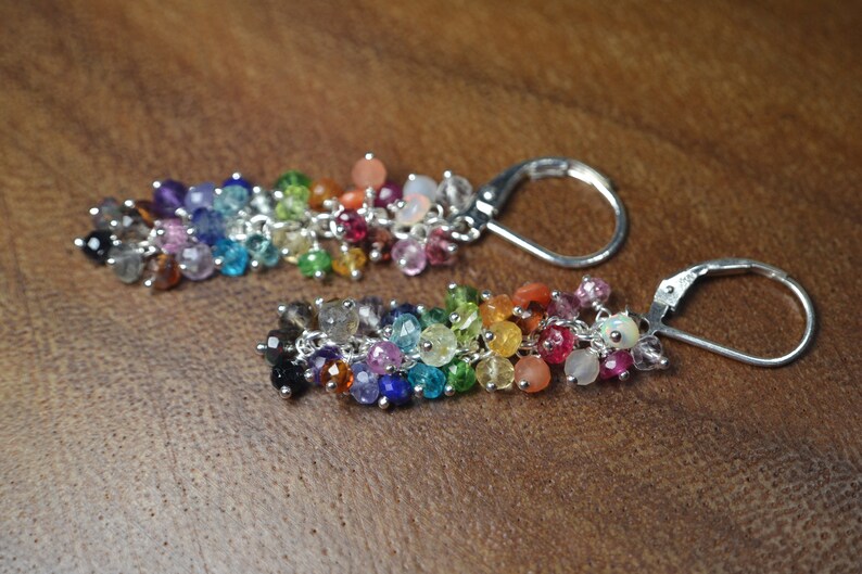 Rainbow Earrings in Sterling Silver, 14k Gold Fill // Rainbow Gemstone ...