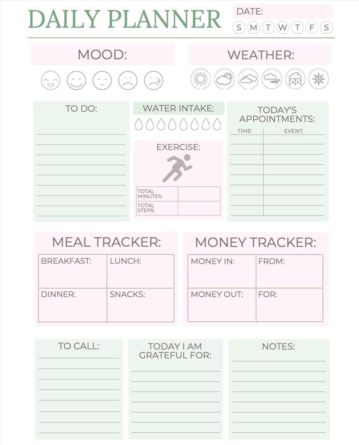 Daily Life Planner, Printable, Instant Download - Etsy